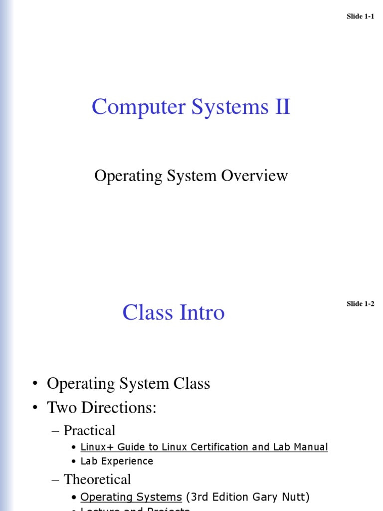 Computer Systems II: Operating System Overview | PDF | Process ...
