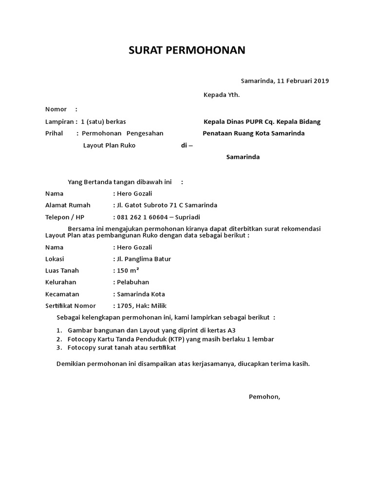 Permohonan Pengesahan Ruko Hero Gozali | PDF