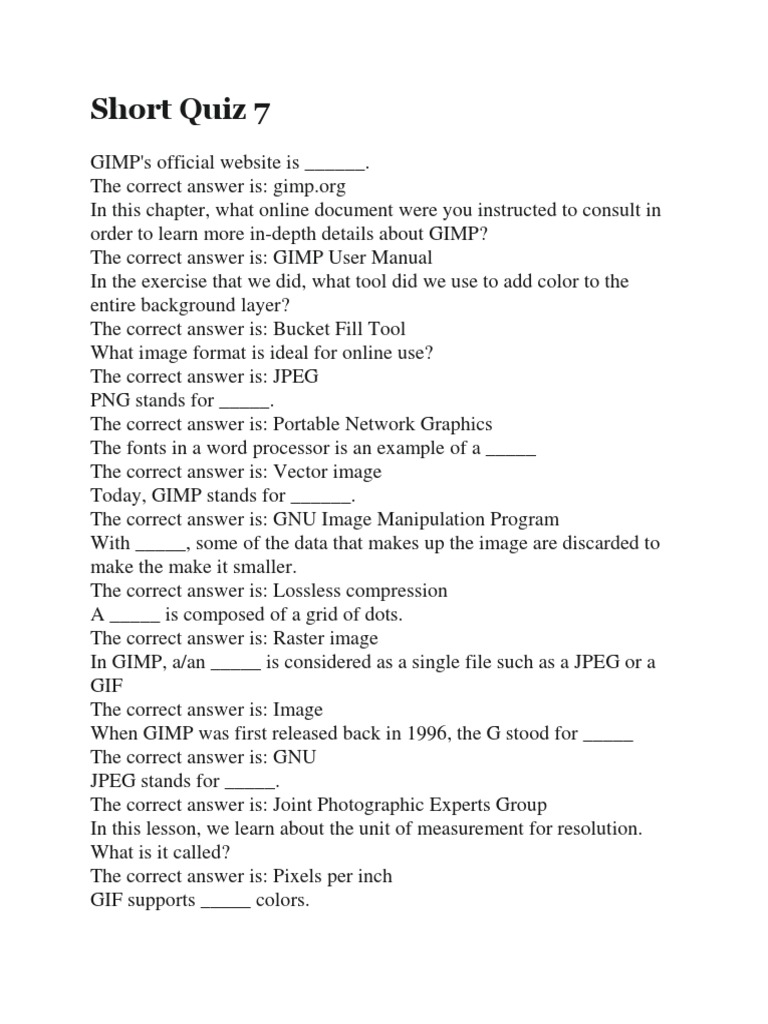 Short Quiz 7 | PDF | Websites | Digital Image