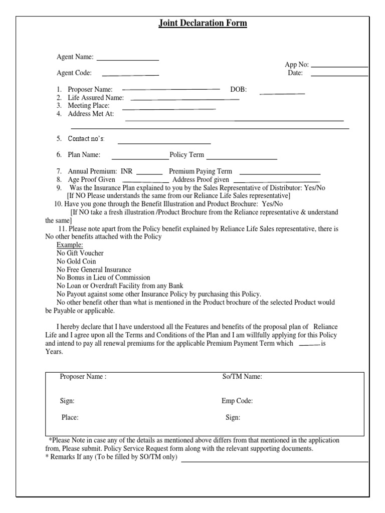 Joint Declaration Form | PDF
