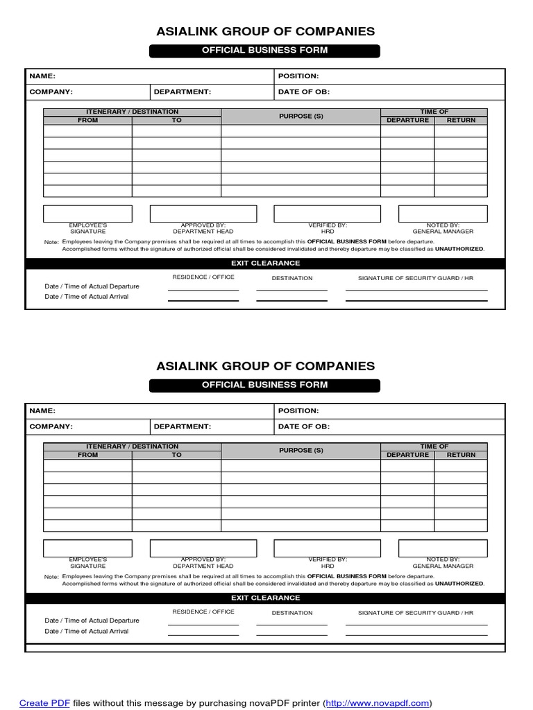 Official Business Form Template | PDF | Government Information | Government