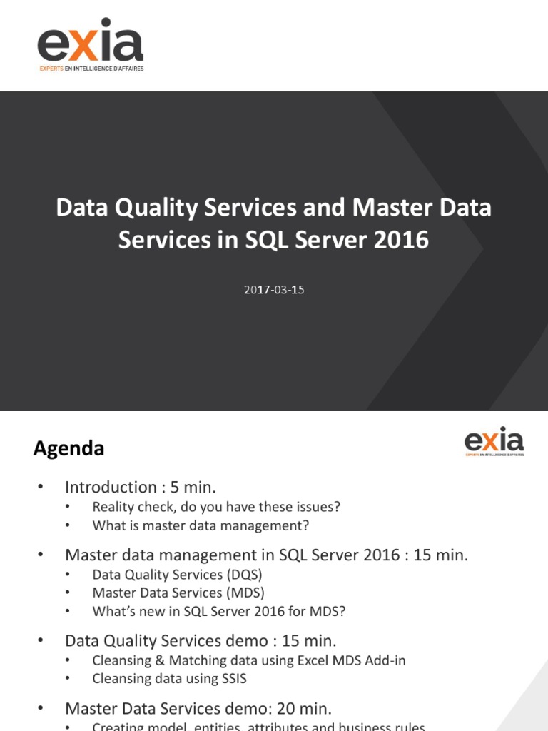 Data Quality Services and Master Data Services in SQL Server 2016 | PDF ...