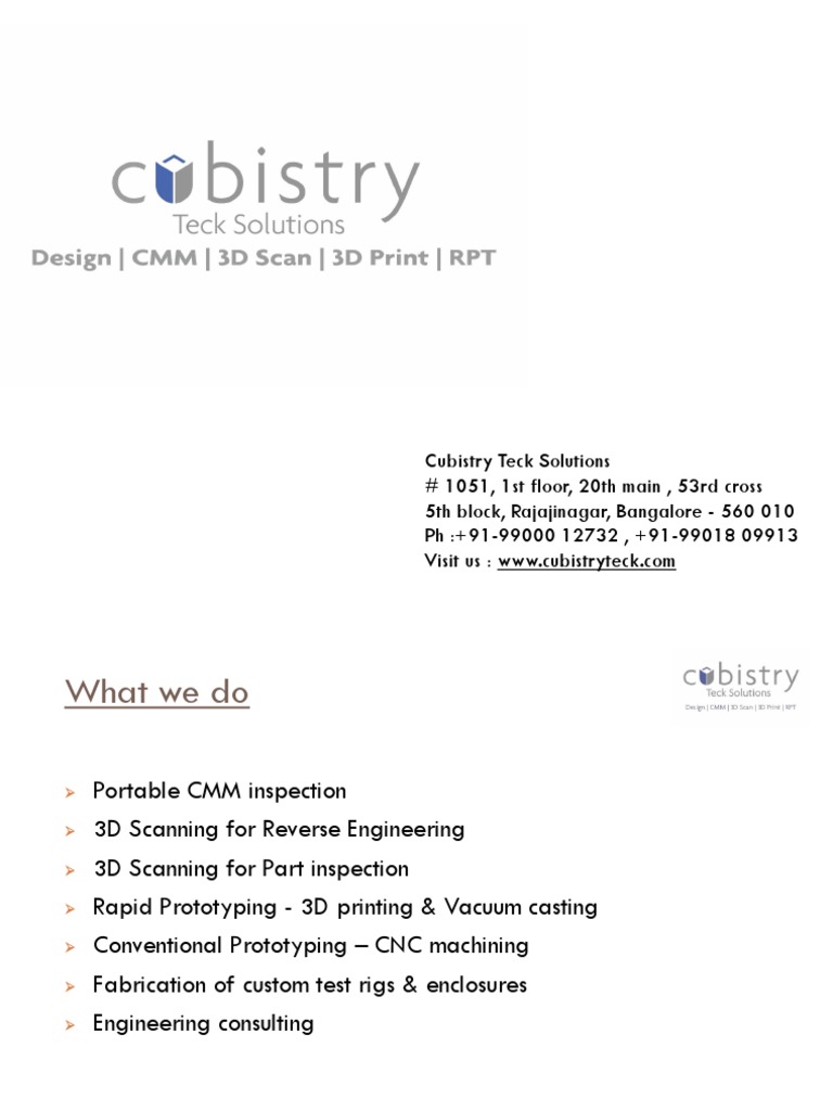 Cubistry Services Presentation PDF | PDF | 3 D Printing | Computer ...