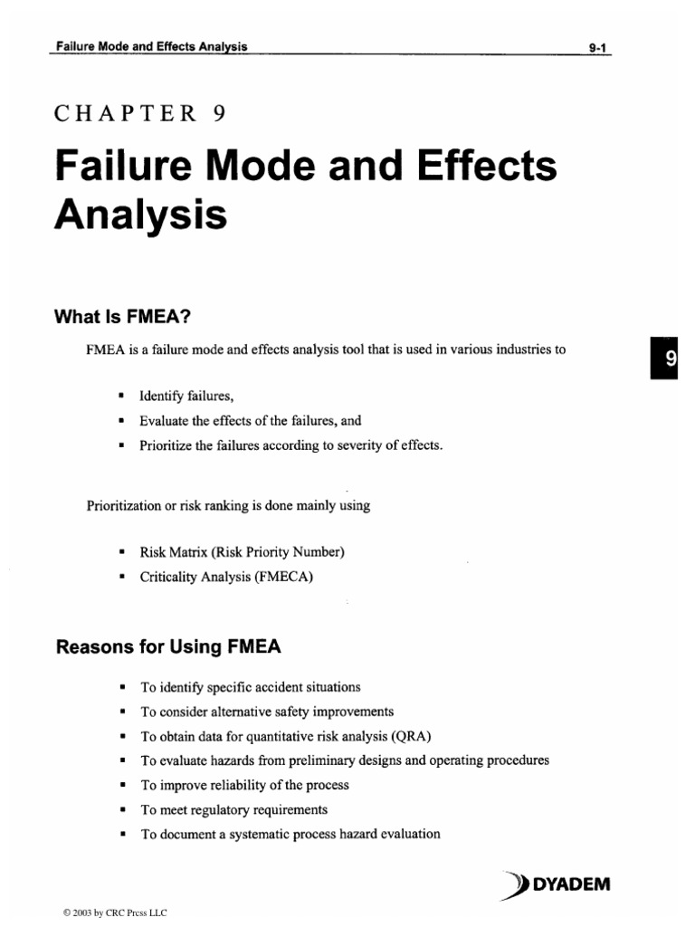 Failure Mode and Effects: Analysis | PDF | Reliability Engineering | Risk Management