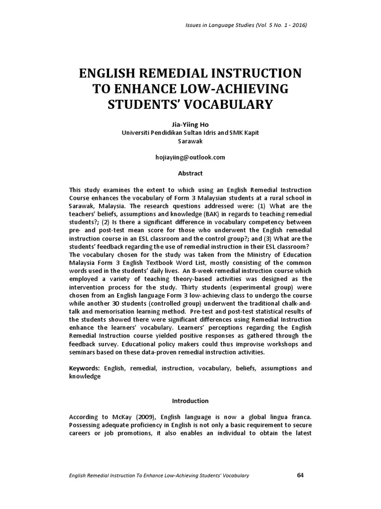 Remedial PDF | PDF | English As A Second Or Foreign Language | Teachers
