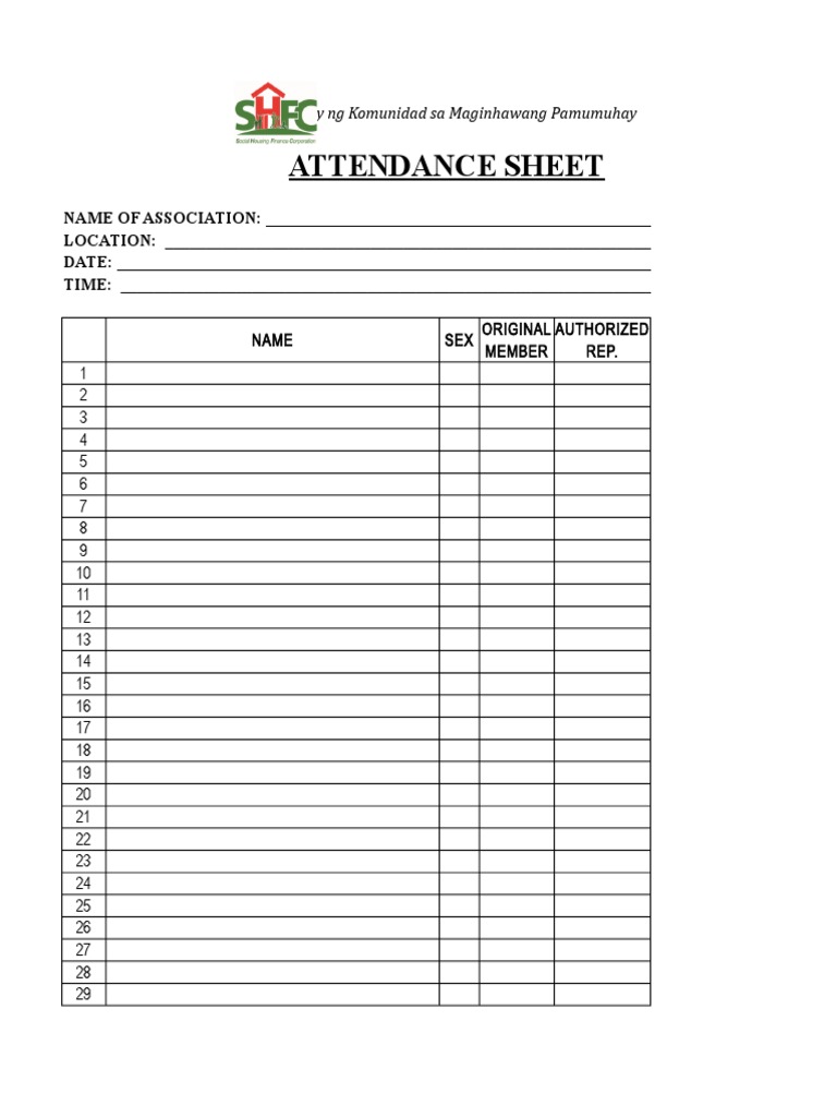 Template - Attendance Sheet | PDF