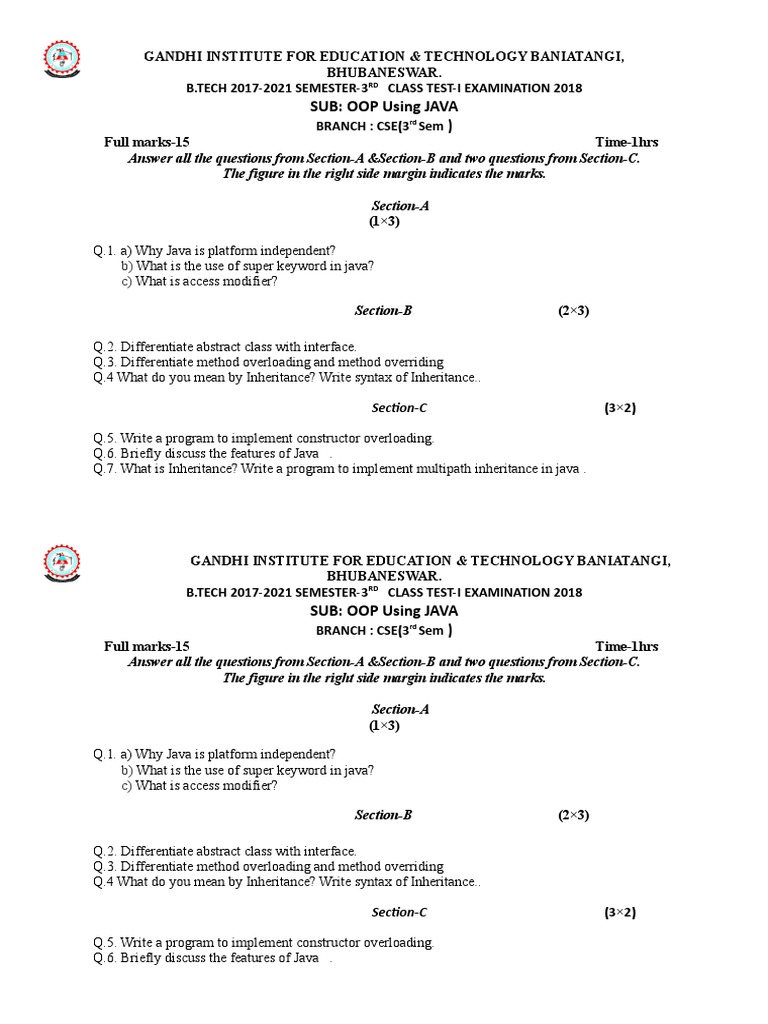 Sub: Oop Using Java) | PDF | Inheritance (Object Oriented Programming ...