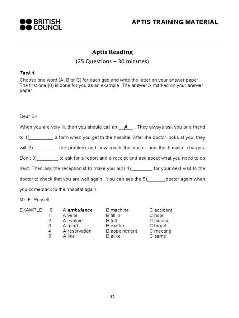 APTIS TRAINING MATERIAL | PDF | Weather | Nature