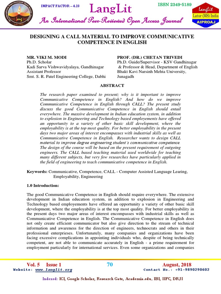 CALL Material for English Competence | PDF | Experiment | Learning