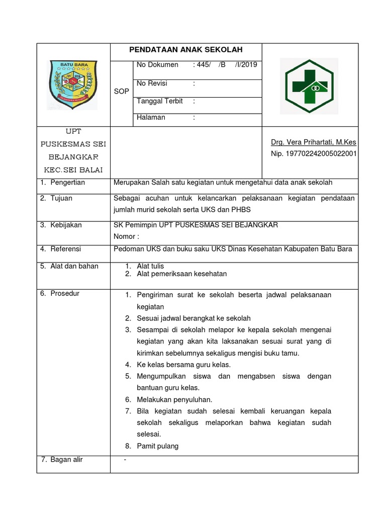 Sop Pendataan Anak Sekolah Tahun 2020 | PDF