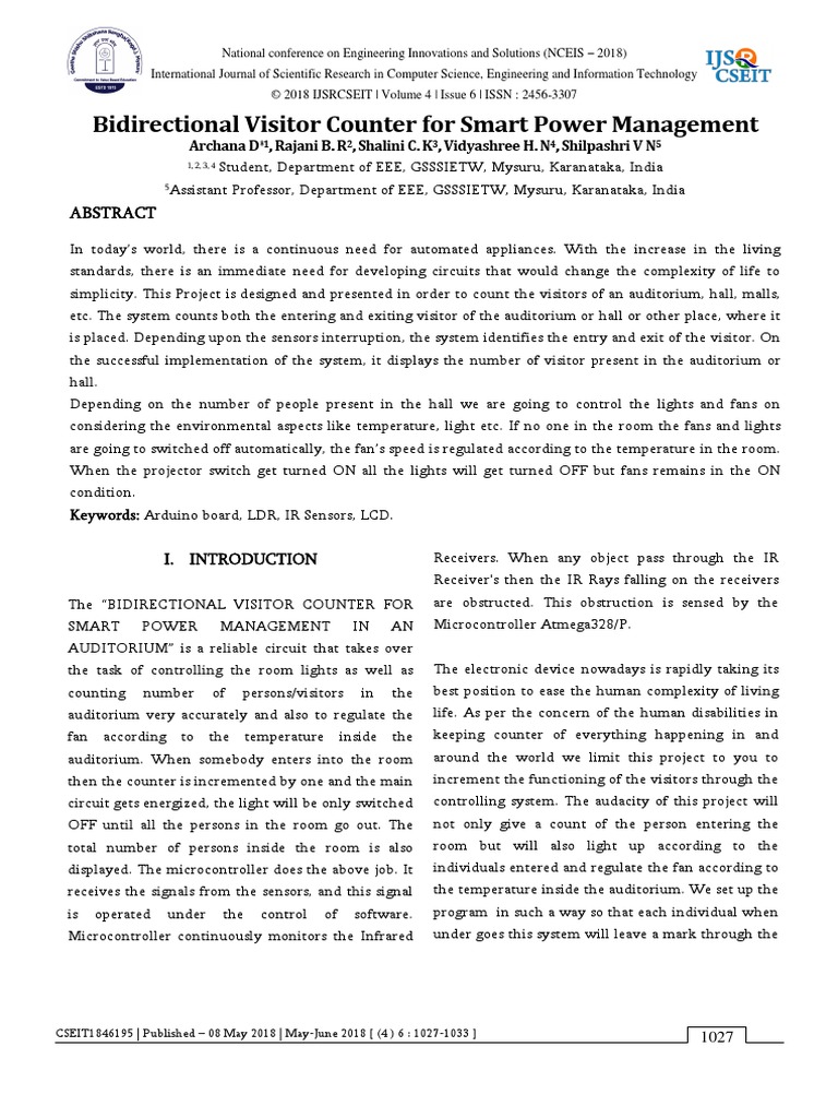 Bidirectional Visitor Counter For Smart Power Management | PDF | Embedded System | Microcontroller