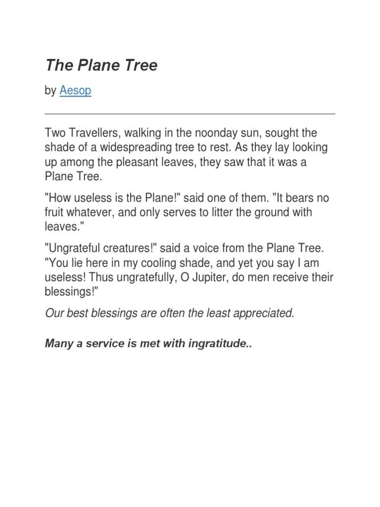 The Plane Tree: Aesop | PDF | Mouse