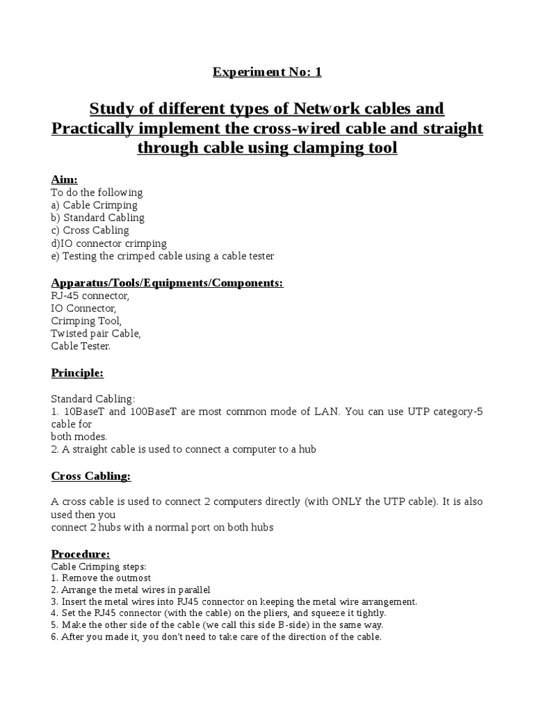 Study of Different Types of Network Cables and Practically Implement ...