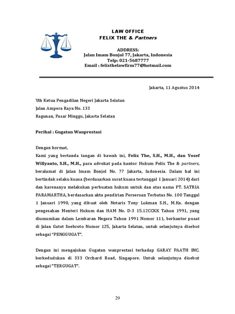 Contoh Surat Gugatan | PDF