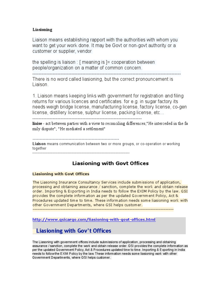 Liasioning | PDF | Government Information | Business