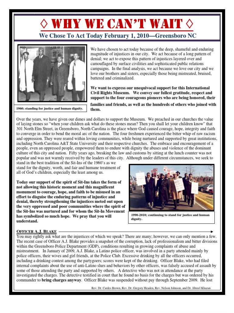 Why We Chose To Act Today (Final) | PDF | Ku Klux Klan | Greensboro