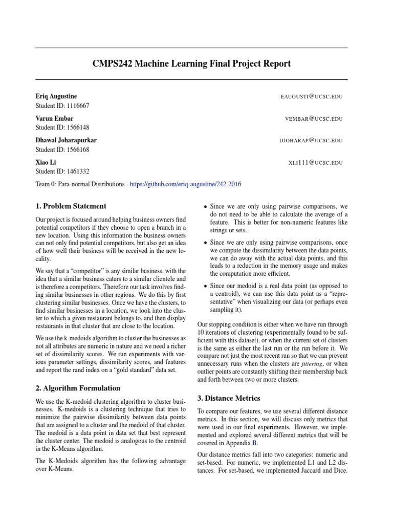 CMPS242 Machine Learning Final Project Report: 1. Problem Statement ...