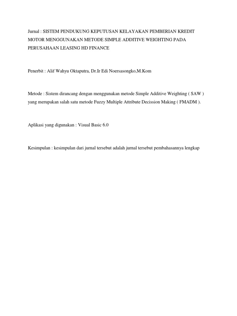 Hasil Review Jurnal DSS | PDF