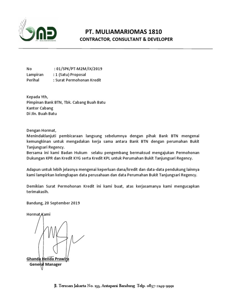 Surat Permohonan Kredit BTN | PDF