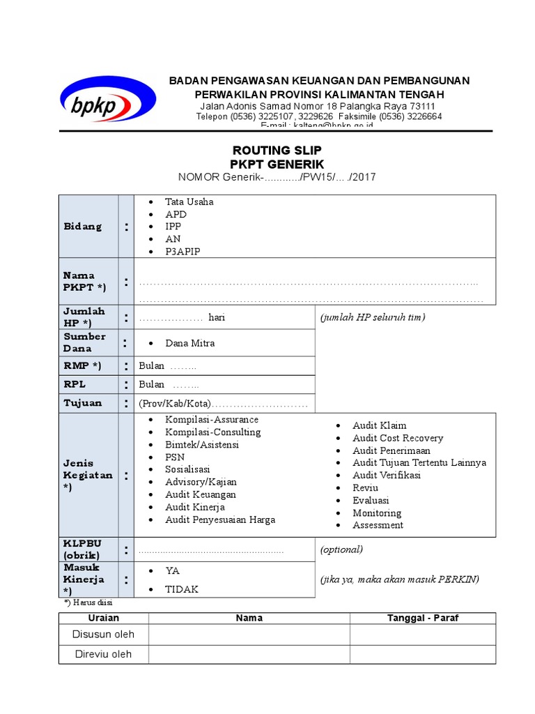 Contoh Routing Slip Dokumen Keuangan | PDF