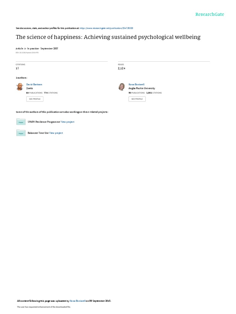 The Science of Happiness Achieving Sustained Psych | PDF | Positive ...