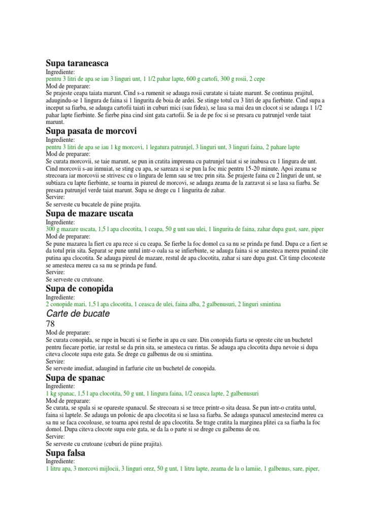 Supa Taraneasca: Carte de Bucate | PDF