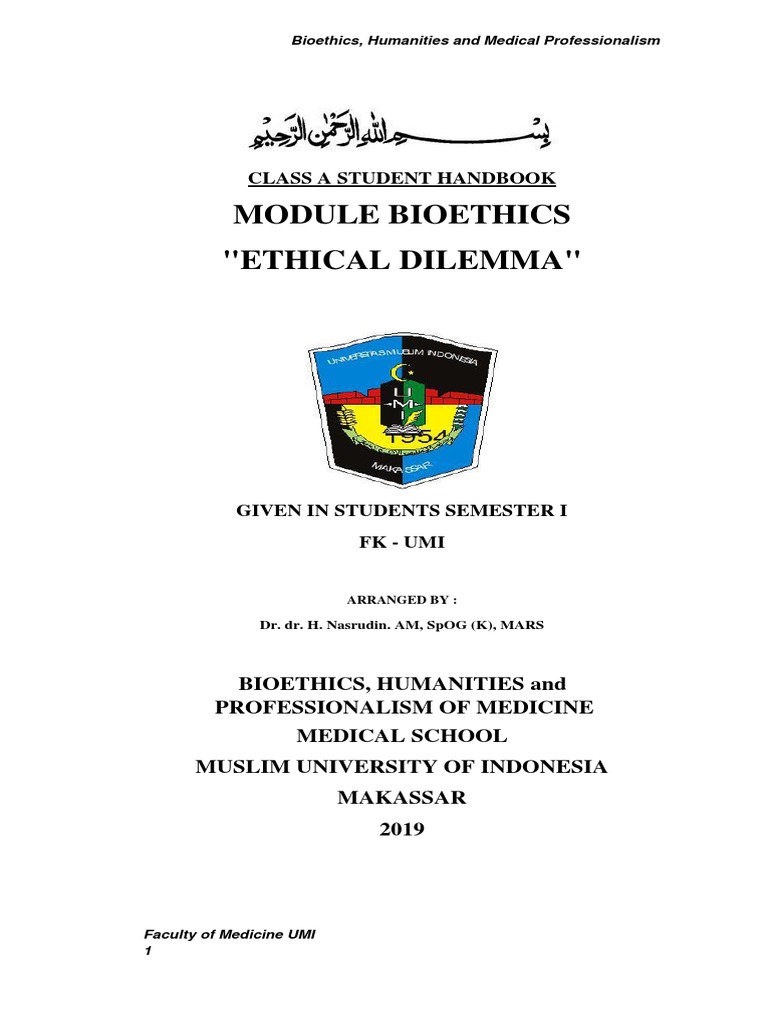 Student HandBook 1 Ethical Dilemma | PDF | Bioethics | Autonomy
