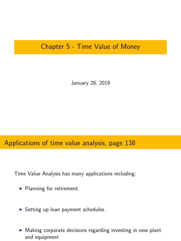 Chapter 5 - Time Value of Money: January 28, 2019 | PDF | Present Value ...
