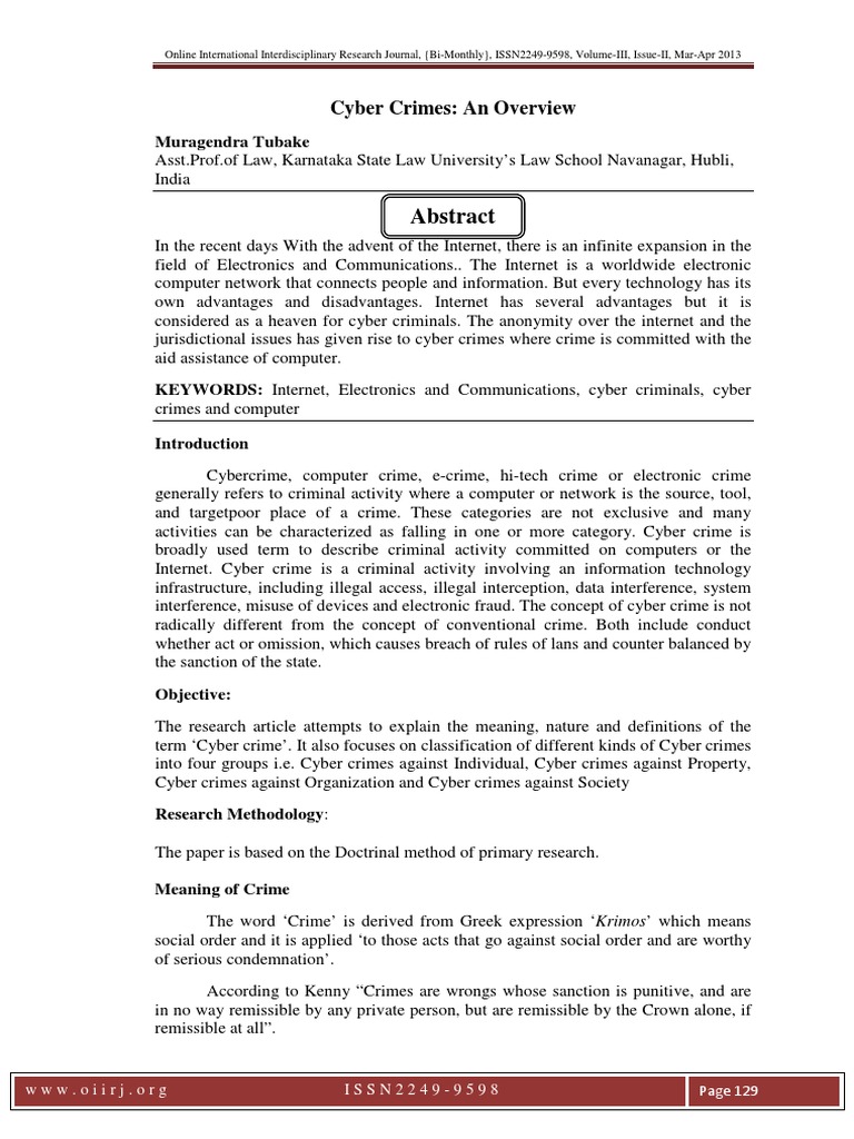 Cyber Crimes An Overview PDF | PDF | Cybercrime | Denial Of Service Attack