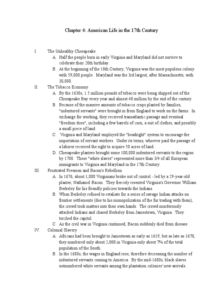 Life in Colonial America: A Comparison of the Chesapeake and New ...