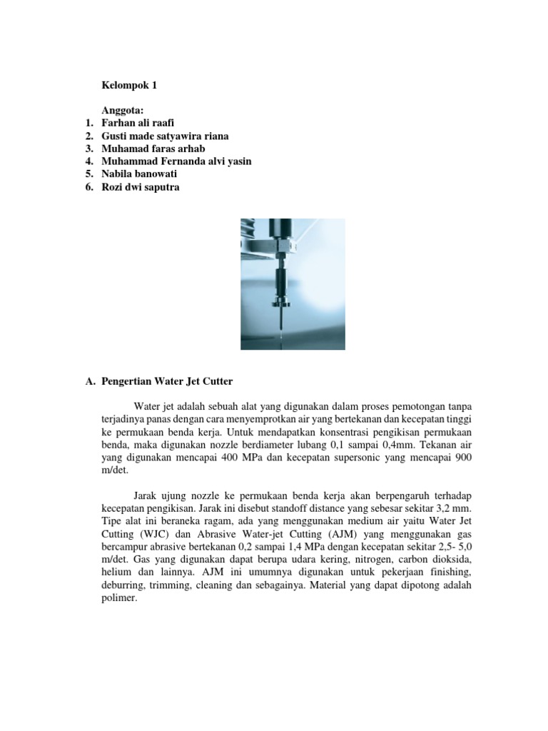 Panduan Lengkap Water Jet Cutter | PDF