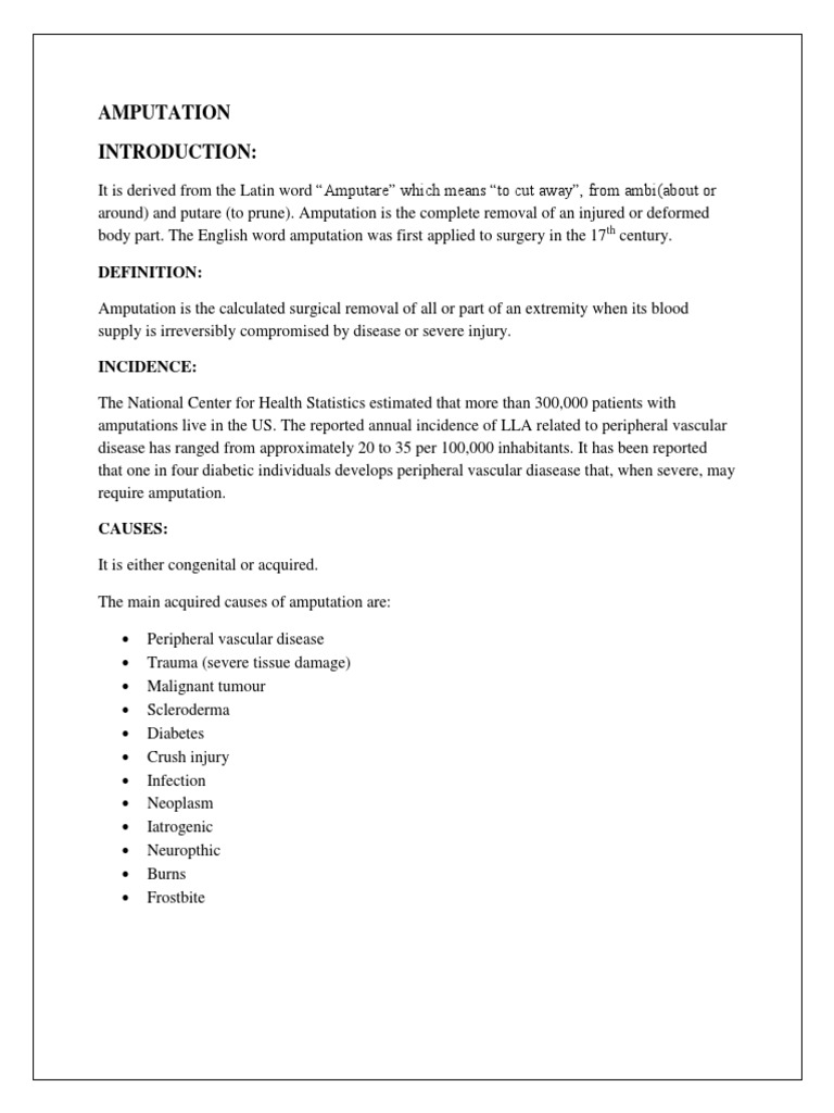 Amputation: Definition | PDF | Amputation | Prosthesis