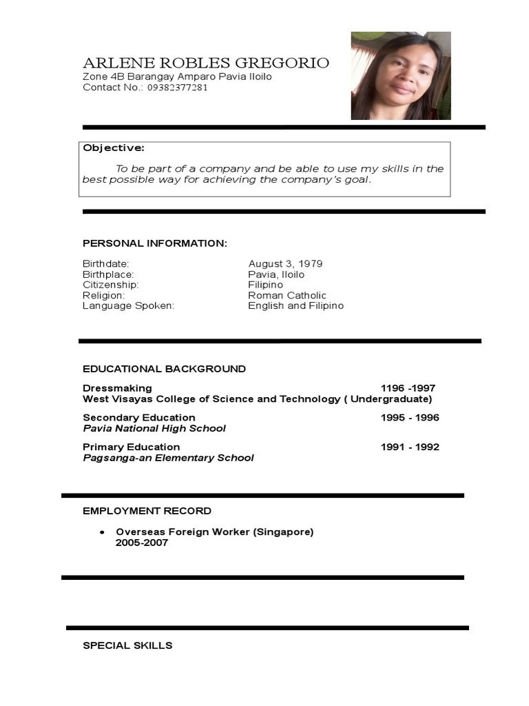 Arlene Robles Gregorio Resume | PDF
