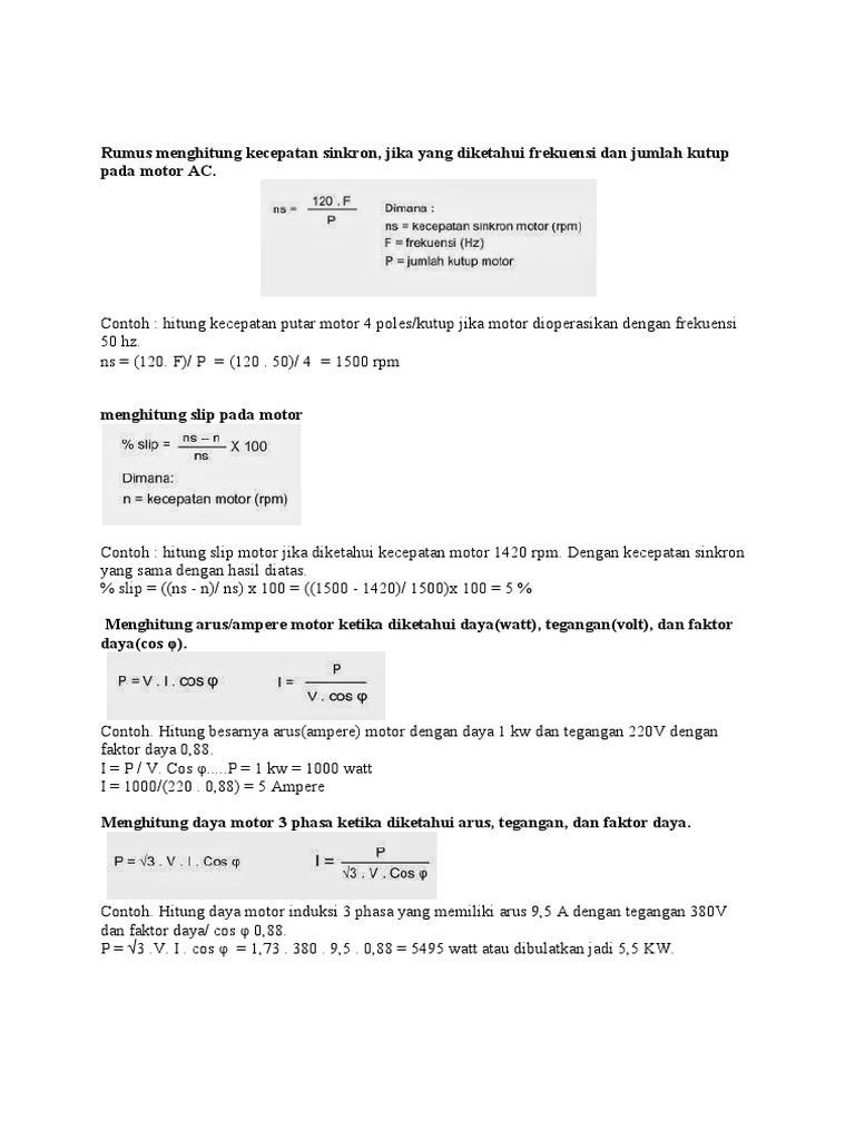 Rumus Motor Listrik | PDF