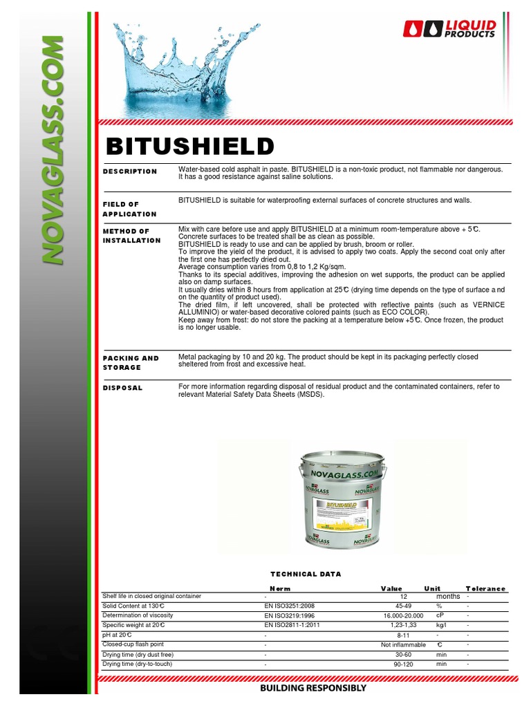 Bitushield: Field of Application | PDF | Paint | Concrete