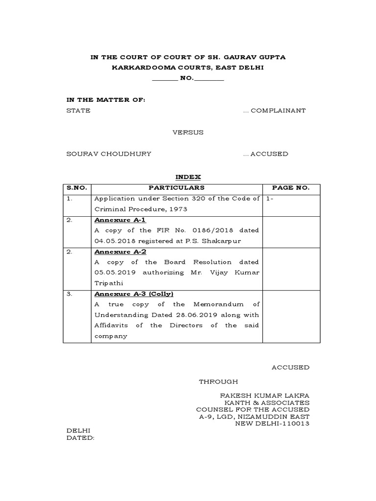 Compounding Application 320 CRPC | Download Free PDF | Affidavit ...