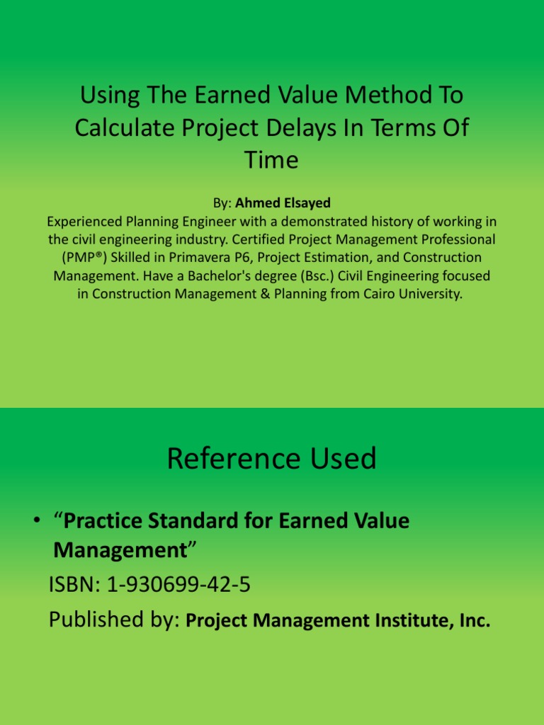 EVM GeneralUsing The Earned Value Method To Calculate Project Delays in Terms of Time | PDF ...