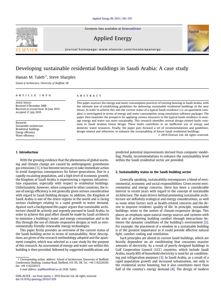 Applied Energy: Hanan M. Taleb, Steve Sharples | PDF | Building ...