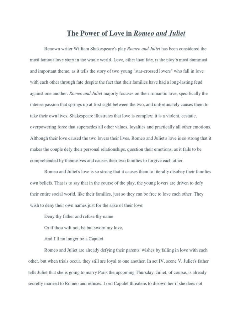 The Power of Love in Romeo and Juliet | PDF | Characters In Romeo And ...