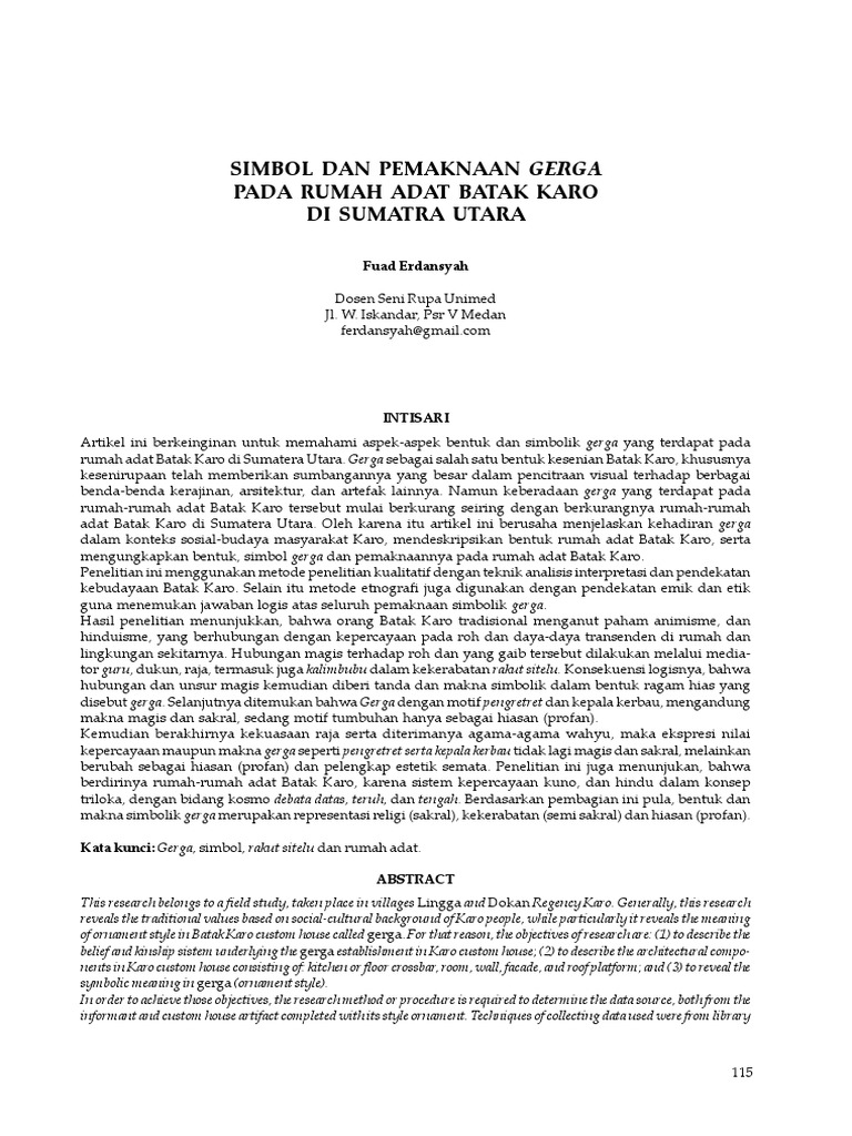 Simbol Gerga pada Rumah Adat Karo | PDF