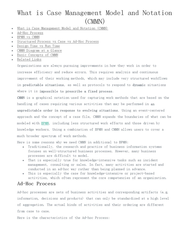 What Is Case Management Model And Notation Cmmn Pdf Computer File