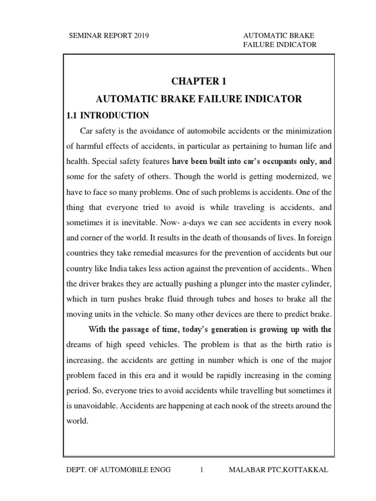 Automatic Brake Failure Indicator | PDF | Brake | Anti Lock Braking System