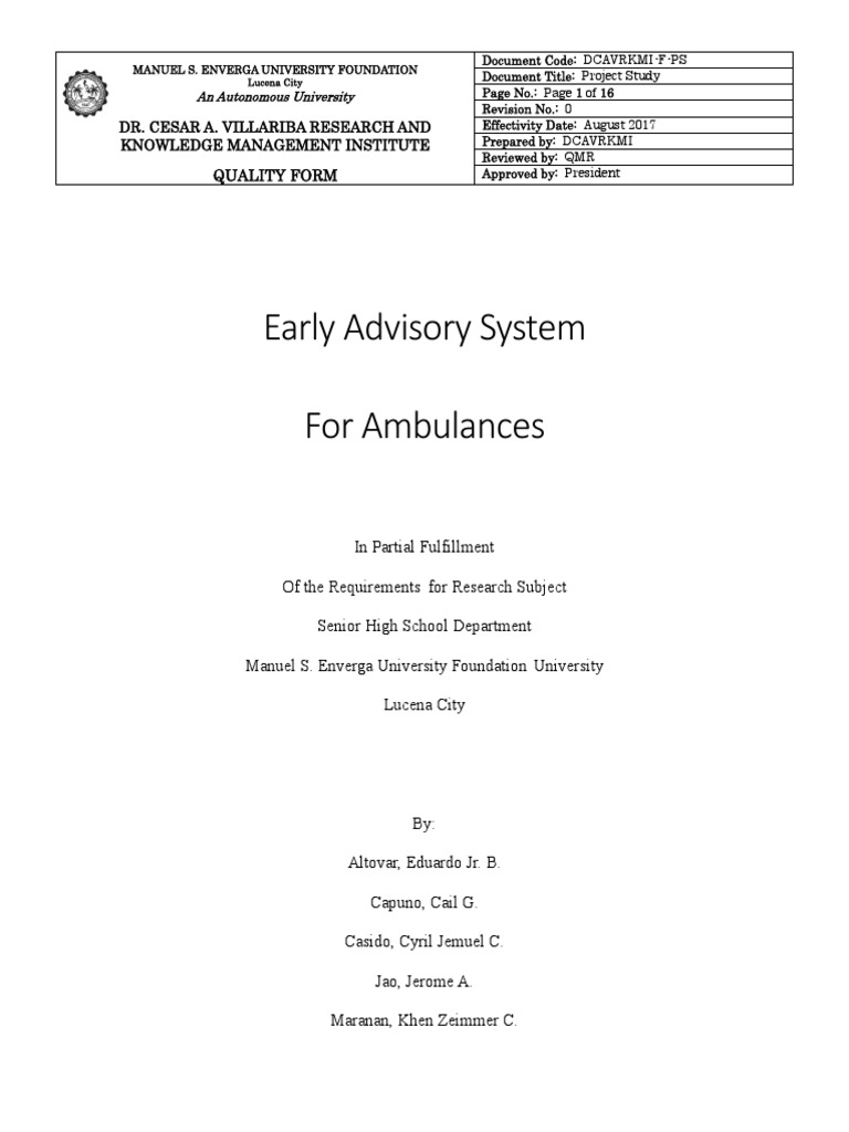 STEM Students' Ambulance Alert System | PDF | Ambulance | Traffic
