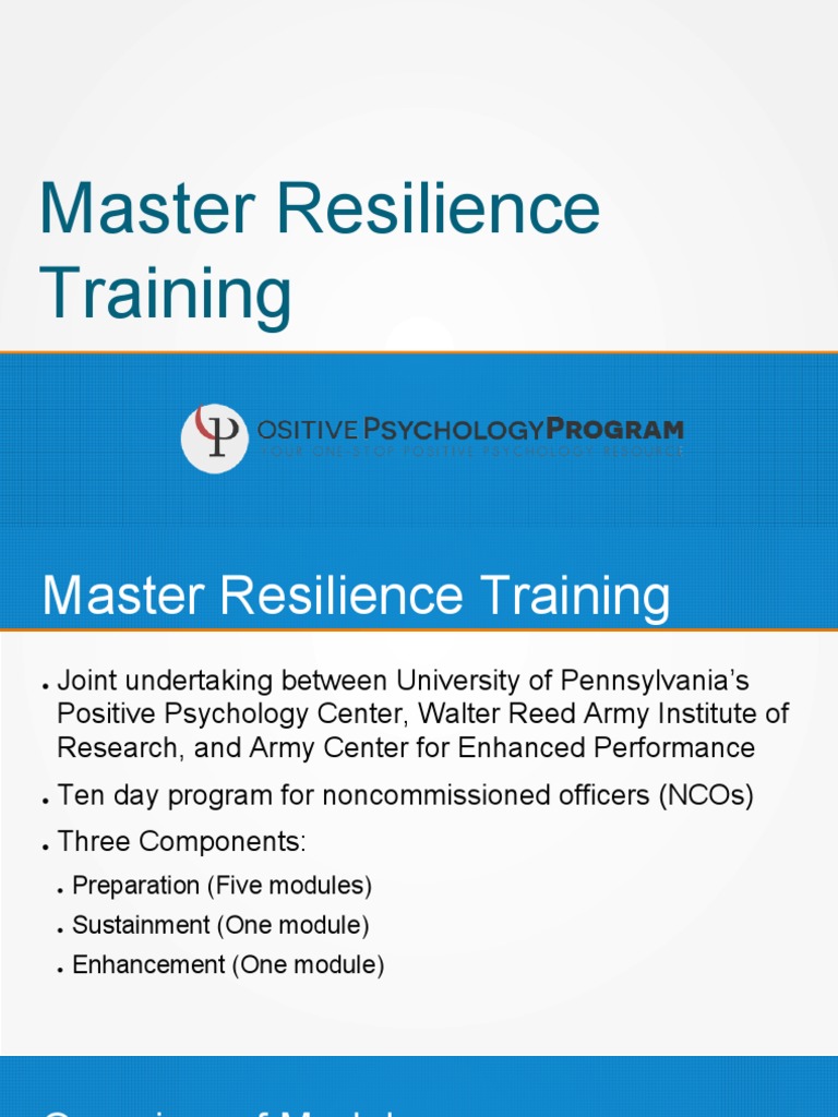 Army Master Resilience Training Overview | PDF | Psychological ...