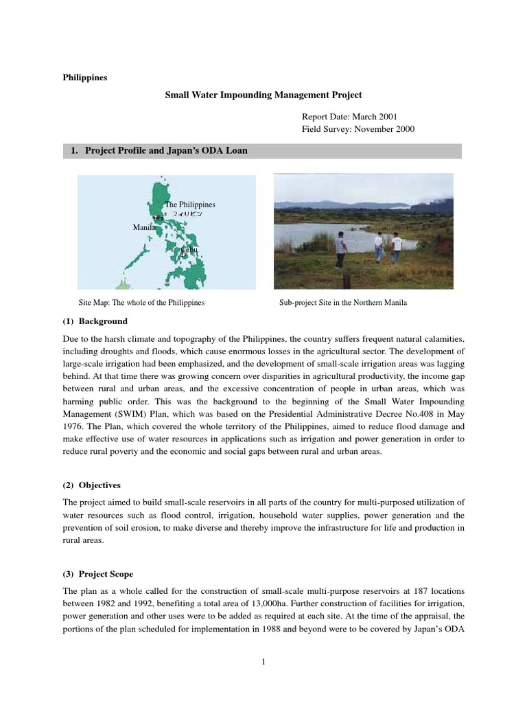 Small Water Impounding Management Project: Philippines | PDF | Water ...