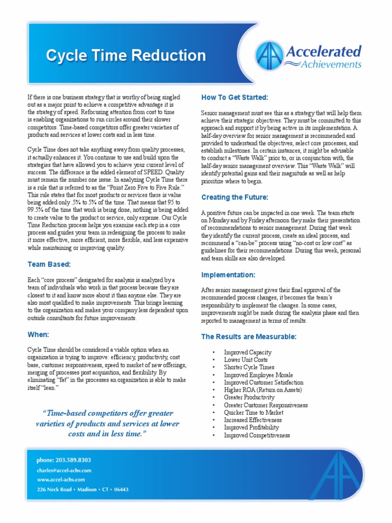 Cycle Time Reduction | PDF | Strategic Management | Marketing