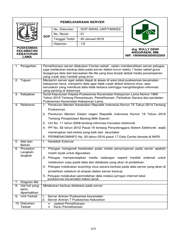 Sop Pemeliharaan Server | PDF