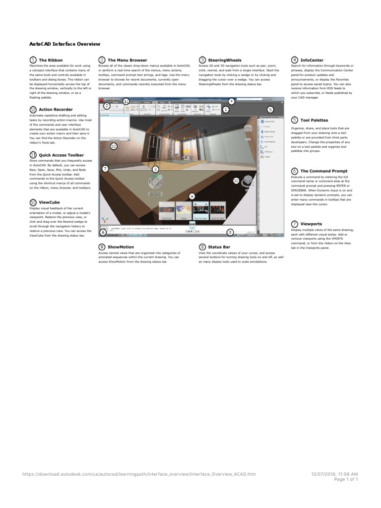 AutoCAD Interface Overview | PDF | Menu (Computing) | Tab (Gui)