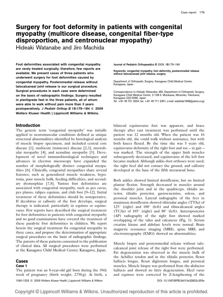 Surgery For Foot Deformity in Patients With Congenital Myopathy ...