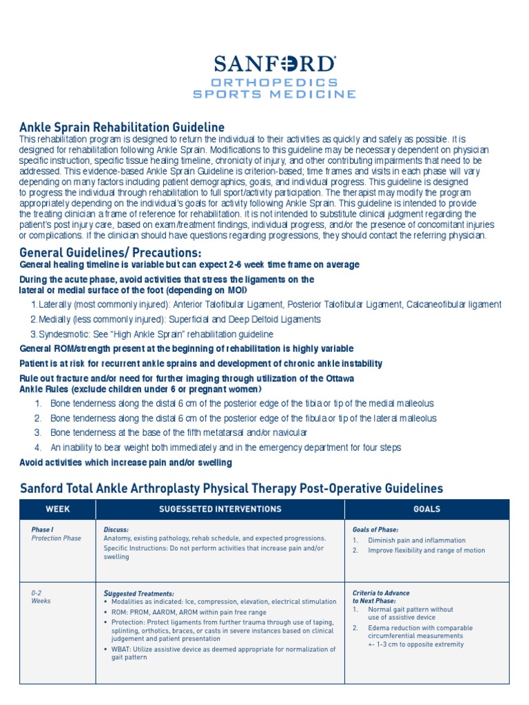 Flyer Ankle Sprain Rehabilitation PT Guideline | PDF | Ankle | Physical ...